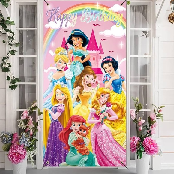 Disney | Party Supplies | X Polyester Disney Princess Happy Birthday ...